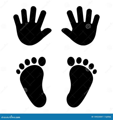 Baby S Foot Prints And Hand Prints Vector Illustration Stock