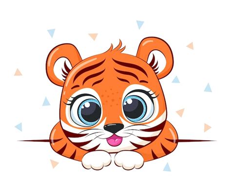 Ilustración de vector de dibujos animados lindo bebé tigre Vector Premium