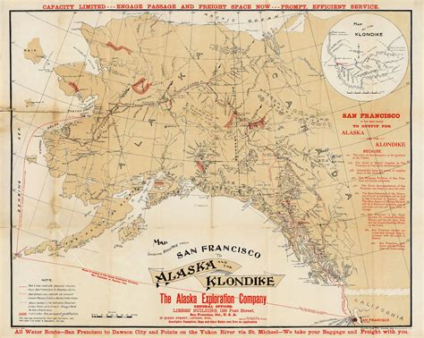 23 X29 Map 1898 San Francisco To Alaska The Klondike Gold Rush