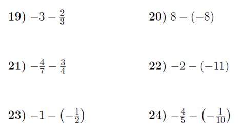 adding and subtracting positive and negative integers and fractions worksheet no 3 with