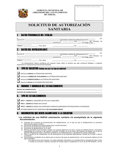 solicitud de autorización sanitaria