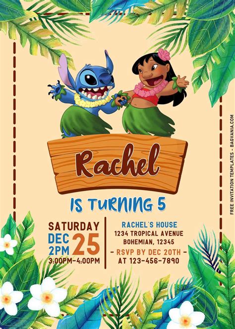 10 Blissful Summer Hula Lilo Stitch Birthday Invitation Templates Artofit