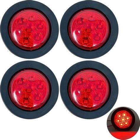 Lot de 4 feux de gabarit latéraux ronds à DEL de 5 1 cm 7 LED œillet