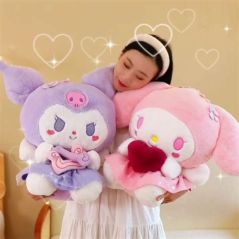 Wholesale Sanrio Kuromi My Melody Hug Red Heart Anime Plush Toy Cute Cinnamoroll Plush Pillow