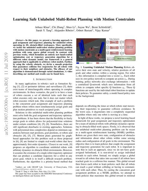 learning safe unlabeled multi robot planning with motion constraints deepai