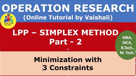 lpp using simplex method simplex method solved problem operation research minimization lpp
