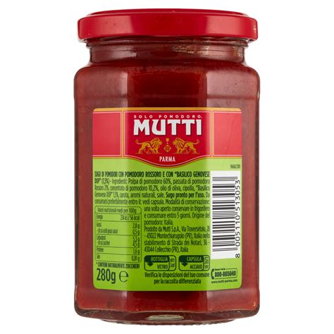 Mutti Sugo Con Pomodoro Rossoro E Con Basilico Genovese DOP 280 G