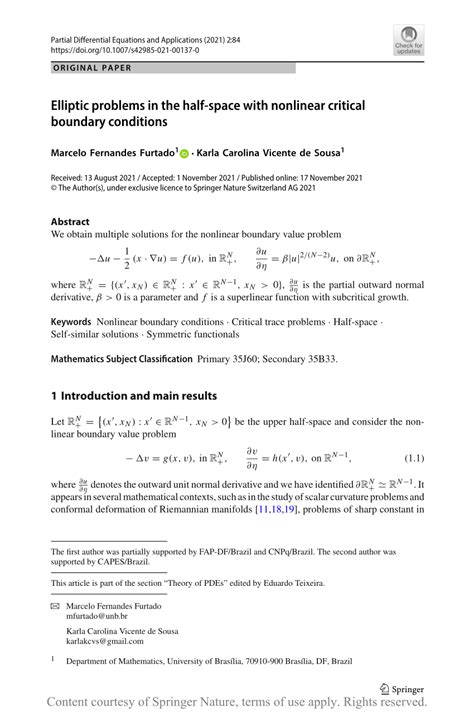 elliptic problems in the half space with nonlinear critical boundary conditions request pdf