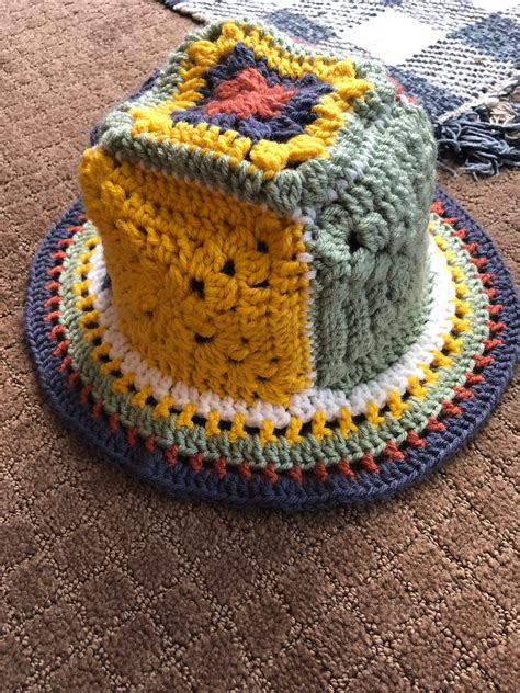 Crochet Granny Square Bucket Hat Etsy De