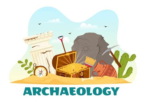 Ilustração arqueológica escavação arqueológica de artefatos antigos