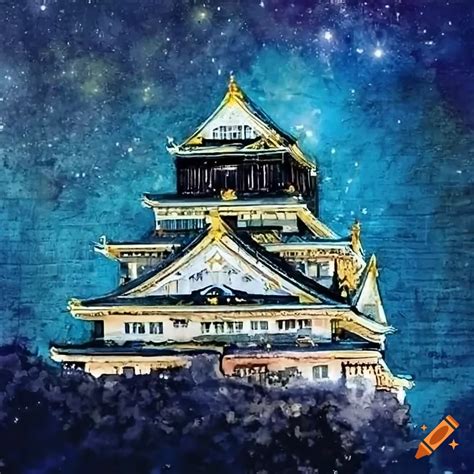 Osaka Castle In The Starry Night Sky On Craiyon