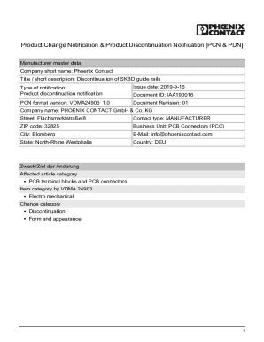 Fillable Online Product Change Notification Product Discontinuation