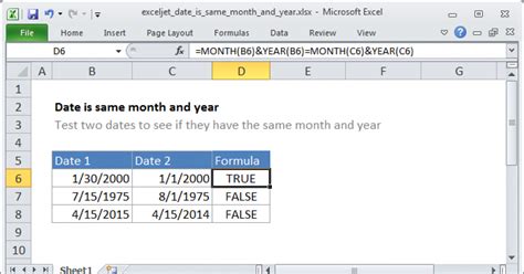 Date Is Same Month And Year Excel Formula Exceljet
