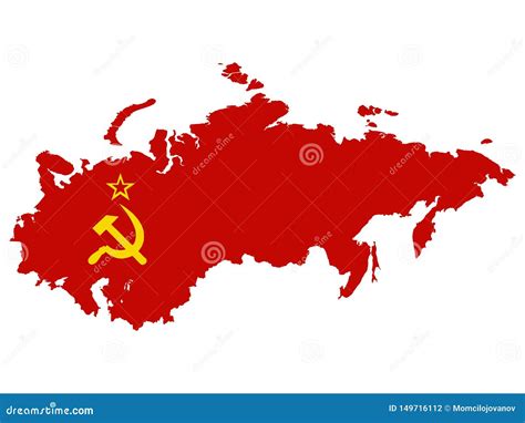 Combined Flag And Map Of USSR Soviet Union On White Background Miller