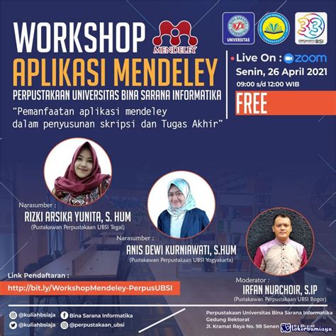 Workshop Aplikasi Mendeley Perpustakaan Ubsi April