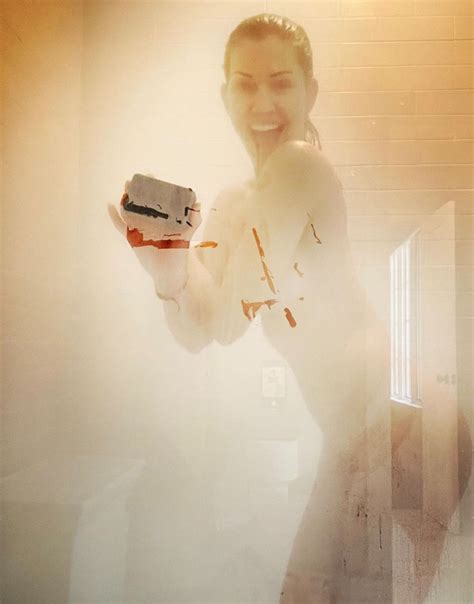 See Tricia Helfer Posing Naked In The Shower