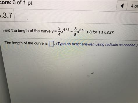 solved find the length of the curve y 3 4x 4 3 3 8 x 2 3