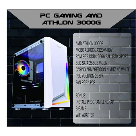Jual PC GAMING AMD ATHLON 3000G Shopee Indonesia