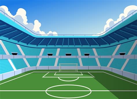 Grande estádio de futebol de futebol Vetor Premium