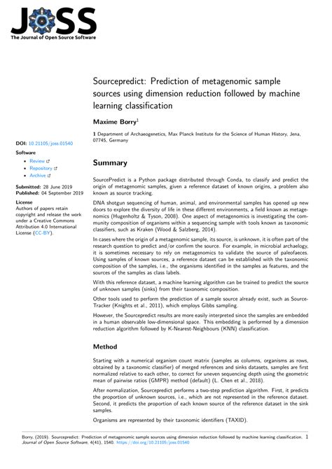 pdf sourcepredict prediction of metagenomic sample sources using dimension reduction followed