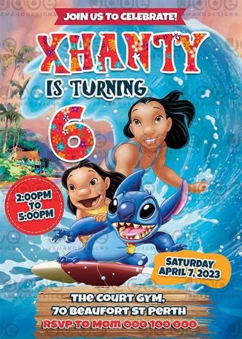 Editable Lilo And Stitch Birthday Invitation Jamakodesigns