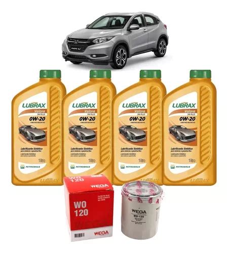 Kit Troca Óleo 0w20 Original Honda Hrv 2015 2016 2017 2018