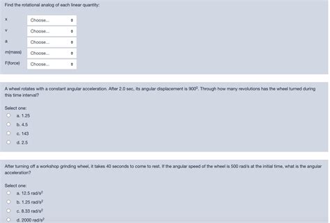 solved find the rotational analog of each linear quantity x