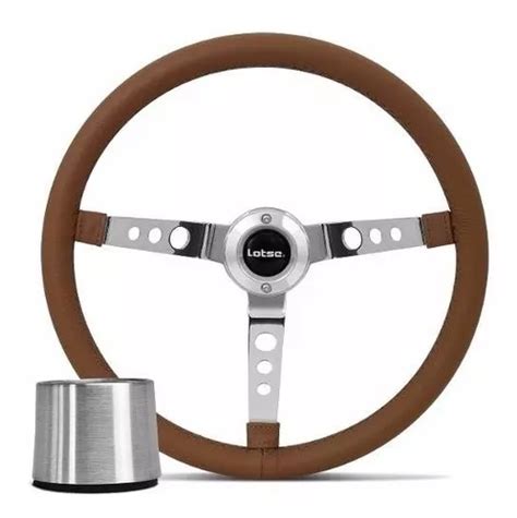 Volante Lotse Big Classico Couro Marrom Cubo Fusca Parcelamento Sem
