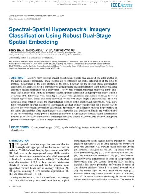 pdf spectral spatial hyperspectral image classification using robust dual stage spatial embedding