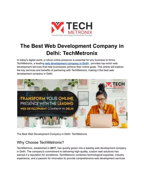 PPT The Best Web Development Company In Delhi TechMetronix PowerPoint