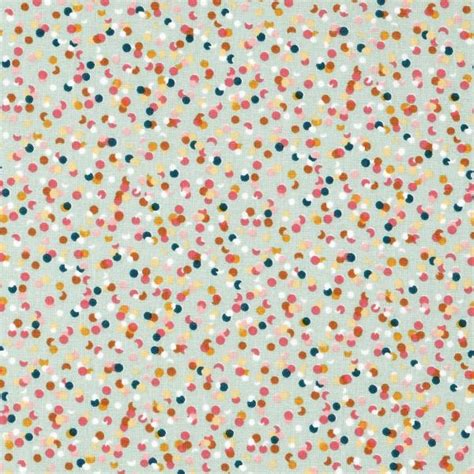 Tissu coton imprimé pois multicolores vert