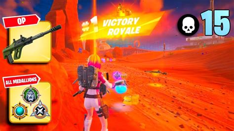 High Elimination Solo Win Gameplay All Medallions In Fortnite Chapter
