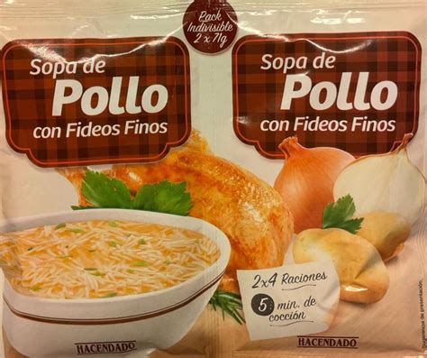 Sopa De Pollo Con Fideos Finos Deshidratada Hacendado калорійність