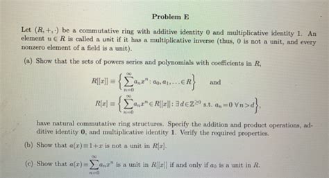 solved problem e let r be a commutative ring with