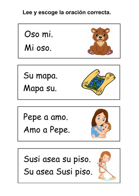 Oraciones Con M P S Worksheet Lecciones De Lectura Lectura Y