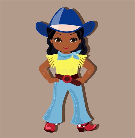 Beautiful African American Cowgirl Isolated On Brown Background Stock