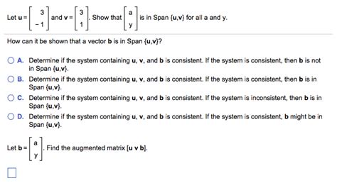 solved let u and v show that is in span u v for all a and y
