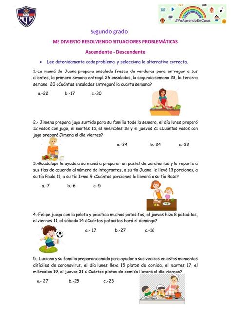Situaciones Problem Tica Ascendente Descendente Worksheet