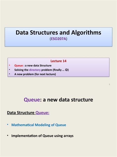 lecture 14 eso207a queue with example pdf queue abstract data type computer science