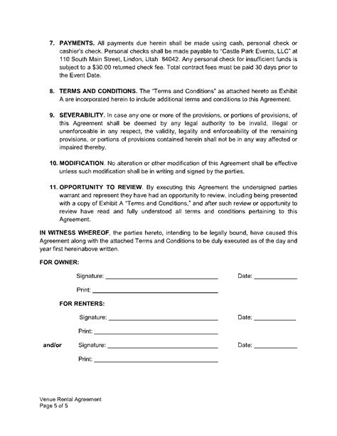 Facility Event Space Rental Agreement Template