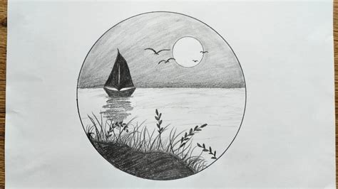 Boat Sailing On Water Pencil Sketch Drawing Step By Step Easy