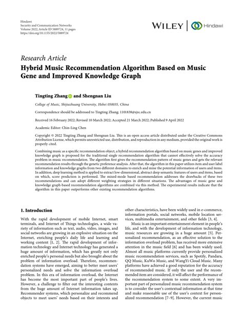 pdf hybrid music recommendation algorithm based on music gene and improved knowledge graph