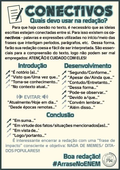 CONECTIVOS PARA SUA REDAÇÃO FICAR NOTA MIL STUDY MAPS Redação nota