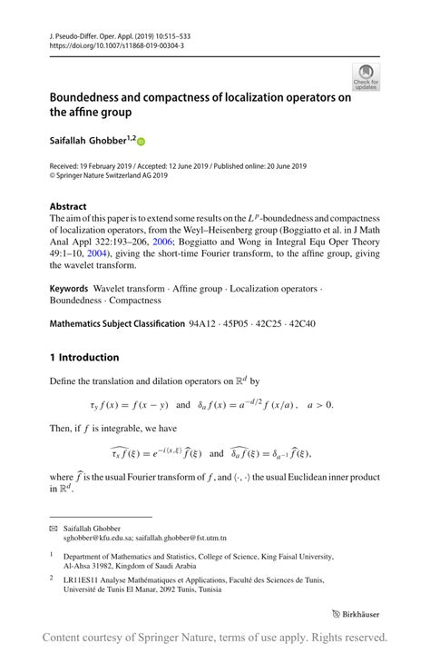 boundedness and compactness of localization operators on the affine group request pdf