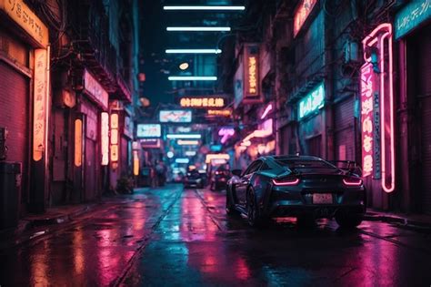 Premium Ai Image Metaverse Cyberpunk Alley Underground Neonlit District