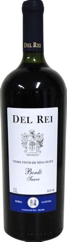 Vinho de Mesa Tinto Suave BordÃ 1 Litro Vinícola Del Rei