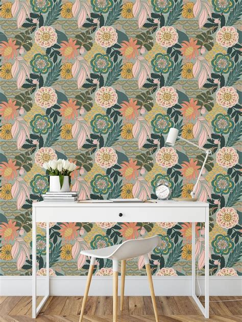 Boho Floral Peel And Stick Wallpaper Miyoko Criscillis