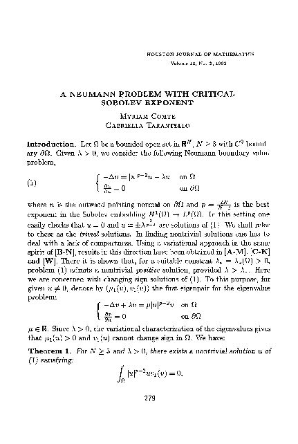 pdf a neumann problem with critical sobolev exponent g tarantello