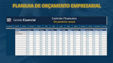 Planilha de orçamento empresarial Gestão Essencial