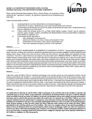 Fillable Online GENERAL RELEASE AND ASSUMPTION OF RISK AGREEMENT Fax